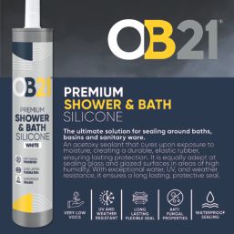 OB21 Premium Shower & Bath Silicone White 310ml - Screwfix