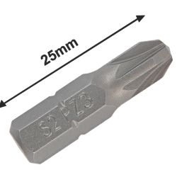 Titan 6.35mm 25mm Hex Shank PZ3 Screwdriver Bits 10 Pack - Screwfix