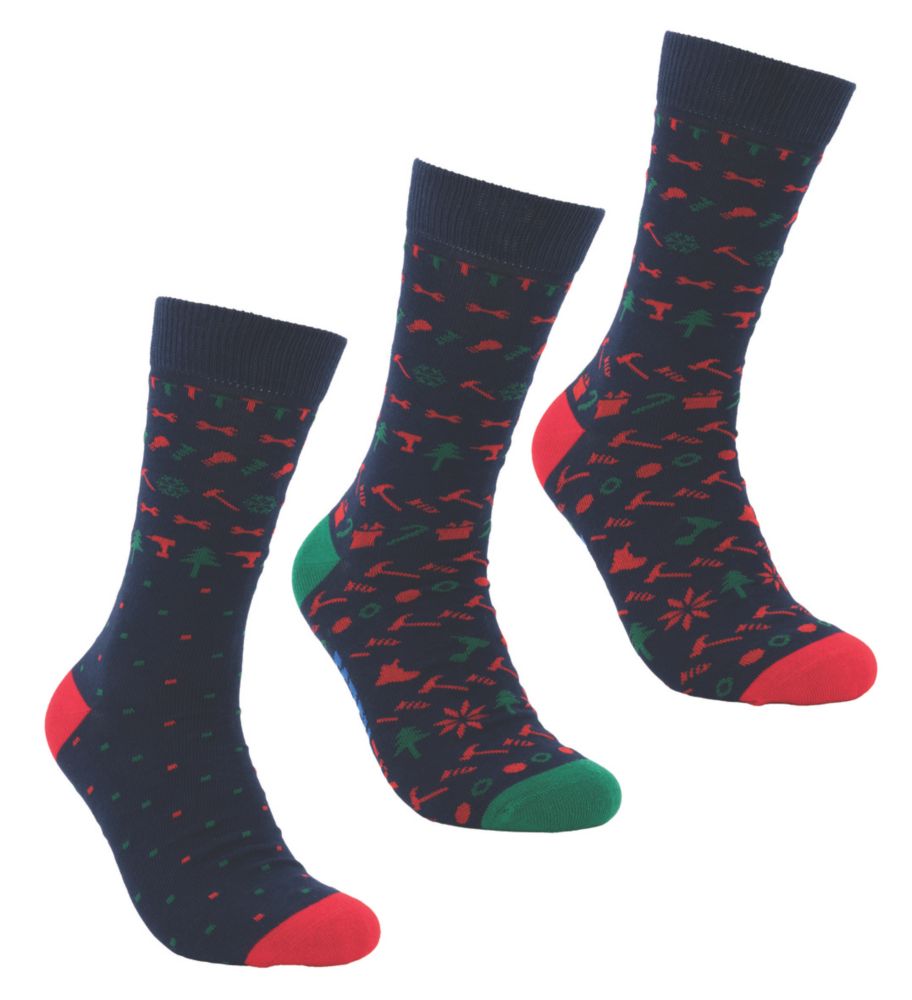 Site Screwfix Christmas Socks Multi-Colour 7-11 3 Pairs - Screwfix
