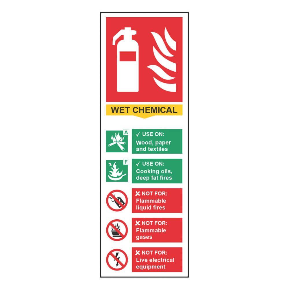Essentials Non Photoluminescent "Fire Extinguisher Wet Chemical" Sign ...