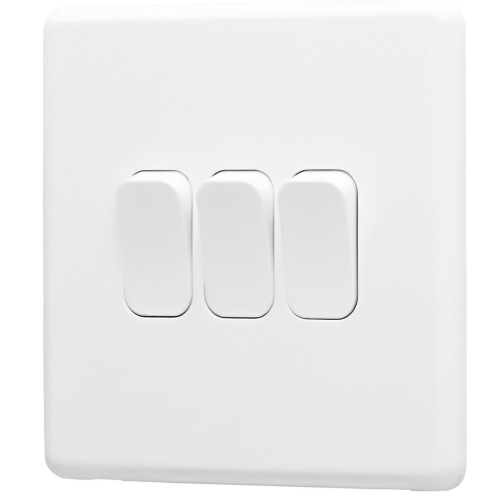 Arlec 10A 3-Gang 2-Way Light Switch White - Screwfix