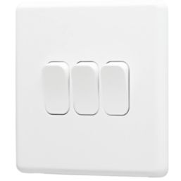 Arlec 10A 3-Gang 2-Way Light Switch White - Screwfix