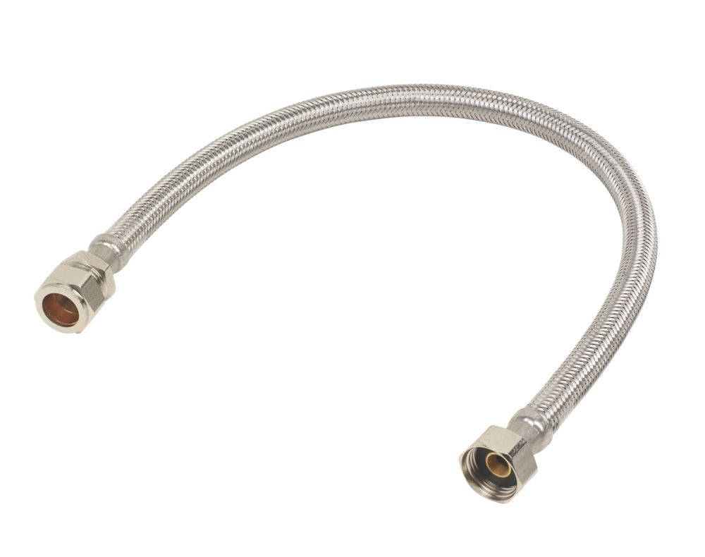 Essentials Flexible Tap Connector 15mm x 1/2" x 500mm - Screwfix