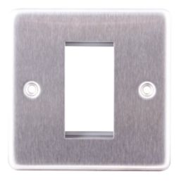 LAP 1-Module Modular Faceplate Brushed Stainless Steel - Screwfix