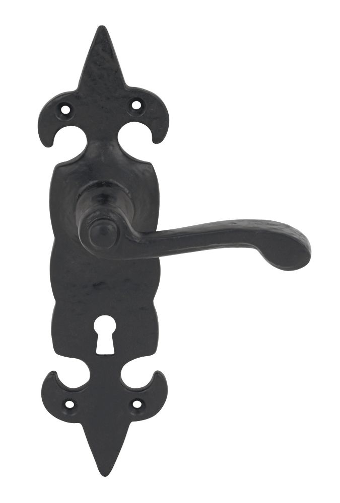 Carlisle Brass Fleur de Lys LoB Lock Door Handles Pair Black - Screwfix