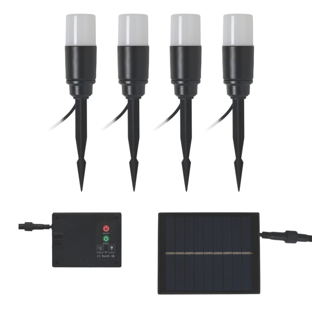 Zink Daw Outdoor LED Solar-Powered Path Lights Black 200lm - Screwfix