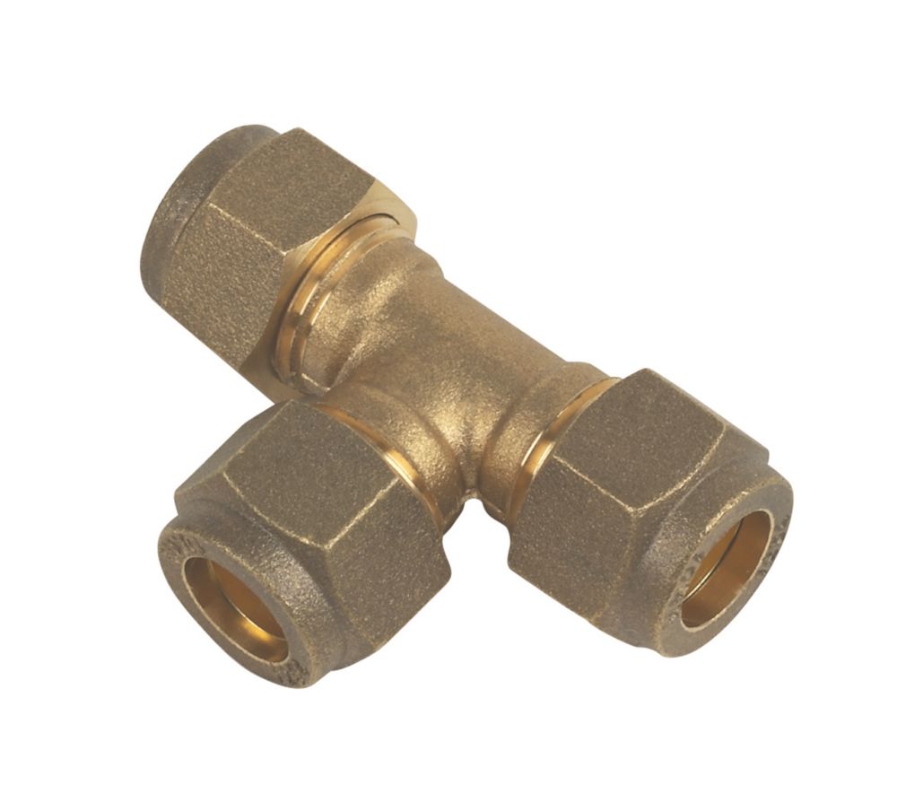 Flomasta Brass Compression Equal Tee 10mm - Screwfix