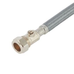 Flomasta Straight Flexible Compression Hose with Isolating Valve 15mm x ...