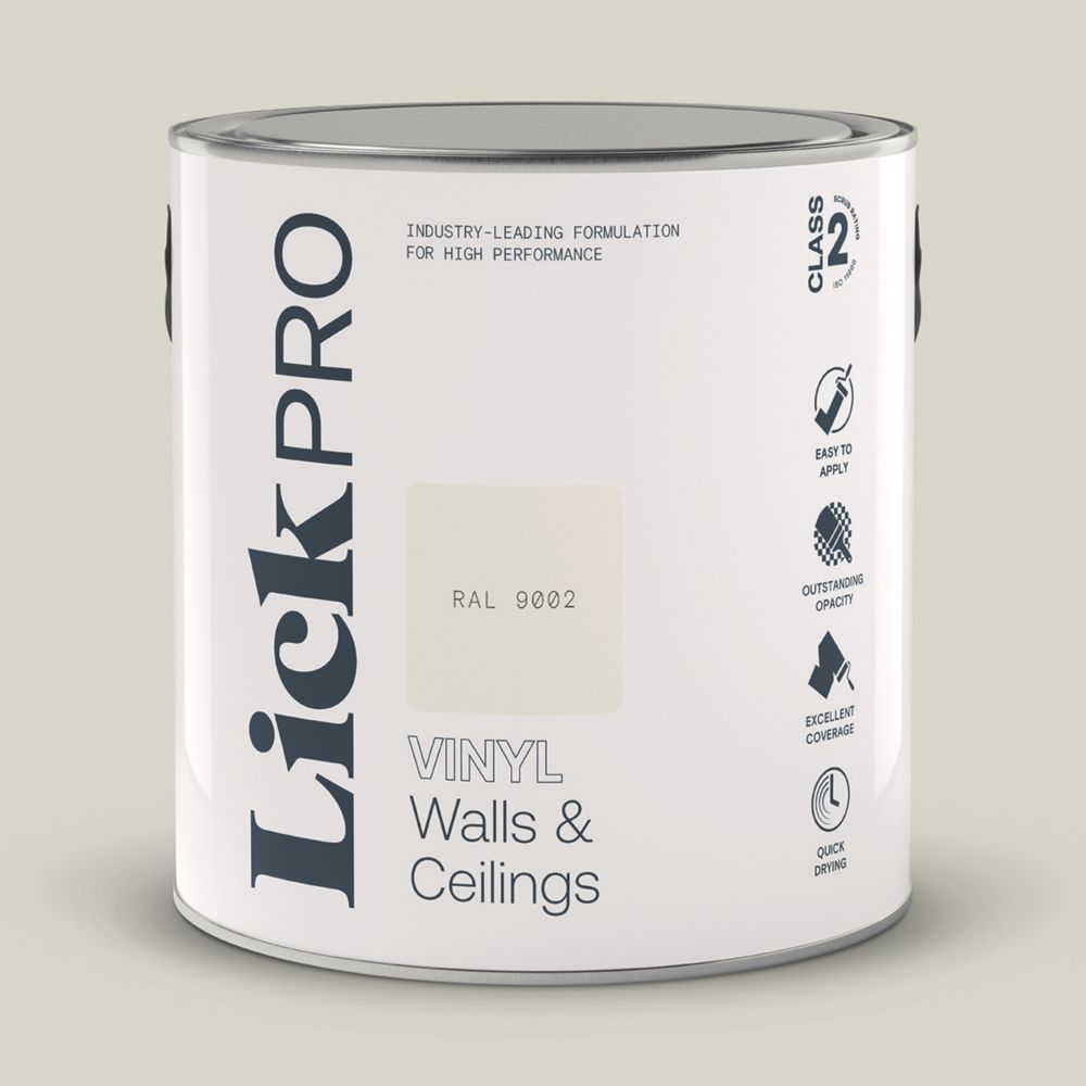 LickPro 2.5Ltr Grey RAL 9002 Vinyl Matt Emulsion Paint - Screwfix