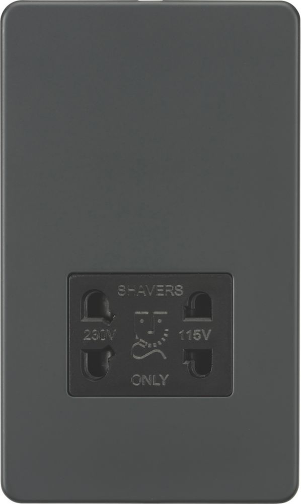 Knightsbridge 2-Gang Dual Voltage Shaver Socket 115 V / 230V Anthracite ...