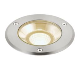 Saxby Hoxton 140mm Outdoor Round LED Recessed Ground Light Brushed ...