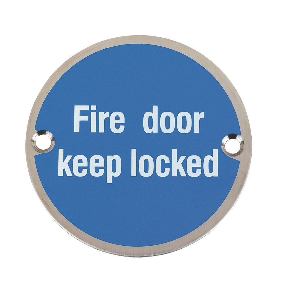 Essentials Fire Door Keep Locked Sign 76mm - Screwfix
