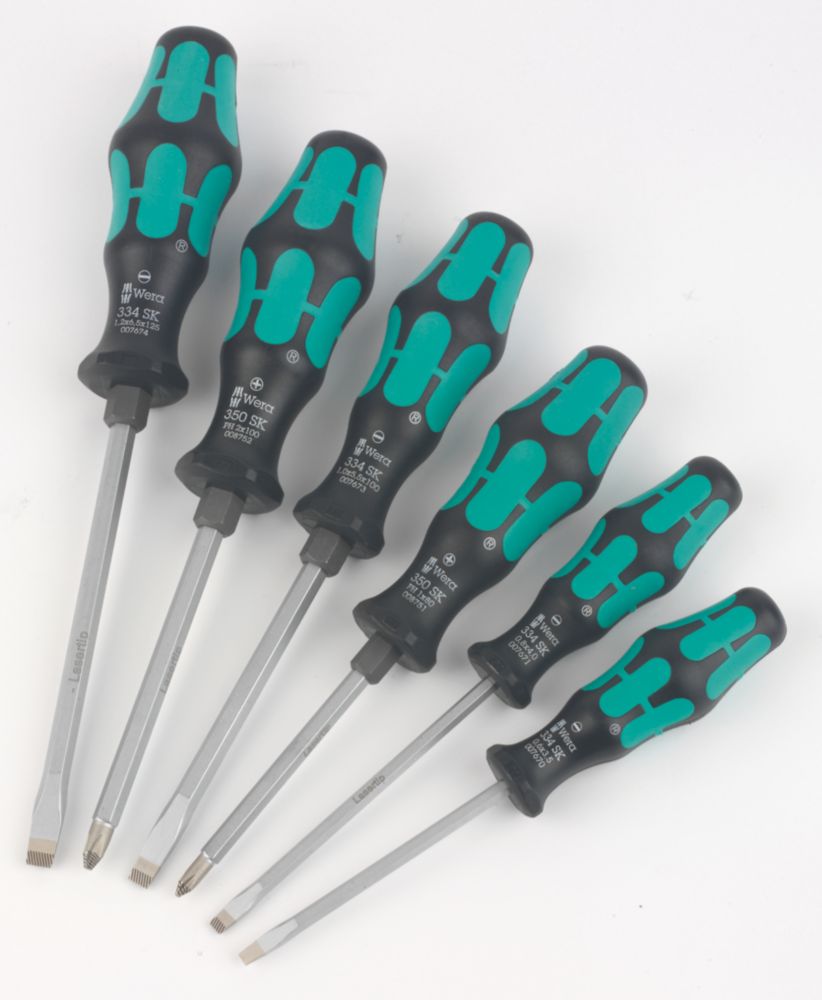 Wera 334 SK/6 Kraftform Plus Mixed Screwdriver Set 6 Pieces - Screwfix