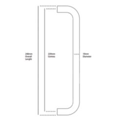 Eclipse Fire Rated Pull Handle Matt Black 19mm x 248mm - Screwfix