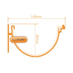 Aluflow Aluminium Half Round Deep Gutter Length White 115mm x 3m - Screwfix