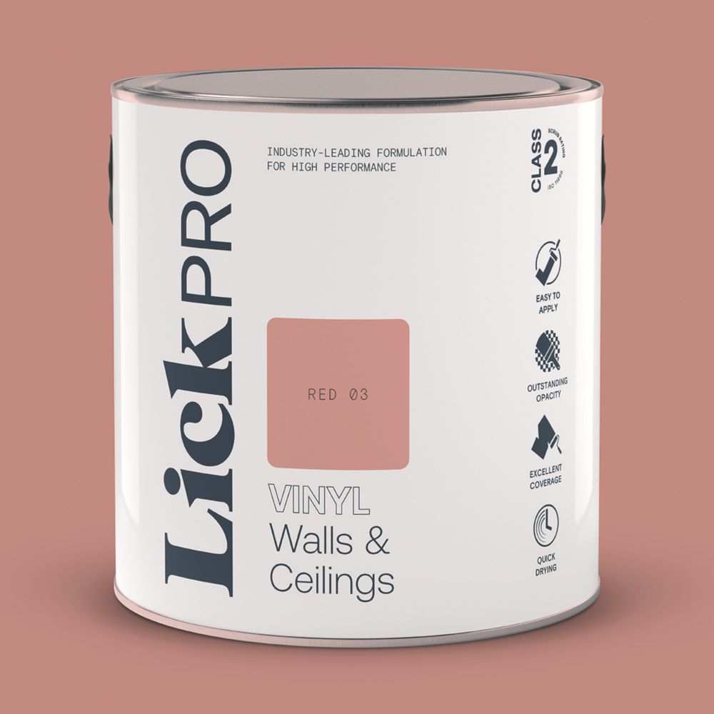 LickPro 2.5Ltr Red 03 Vinyl Matt Emulsion Paint - Screwfix