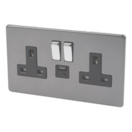 Varilight 13A 2-Gang 1P+N Switched Socket + 4A 20W 2-Outlet Type A & C ...