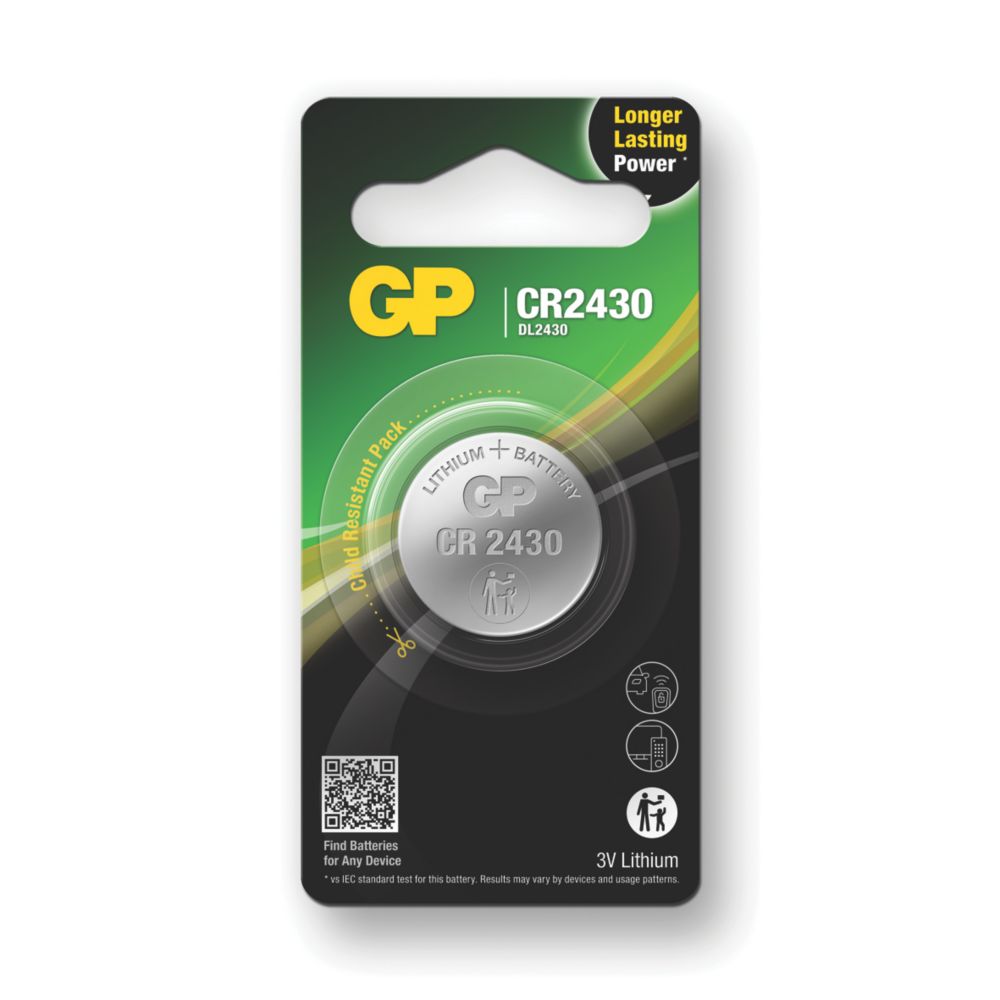 GP Batteries CR2430 3V Coin Cell Lithium Battery - Screwfix