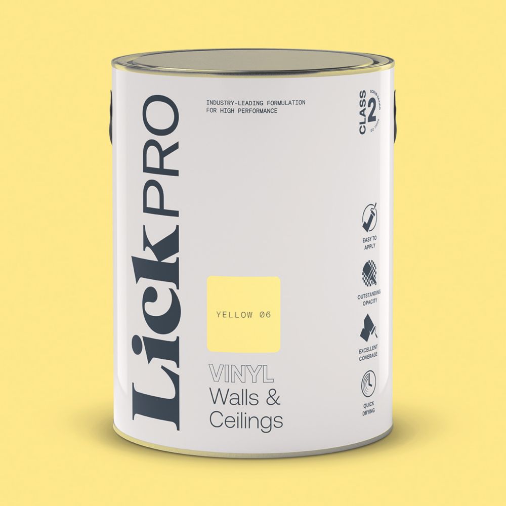 LickPro 5Ltr Yellow 06 Vinyl Matt Emulsion Paint - Screwfix