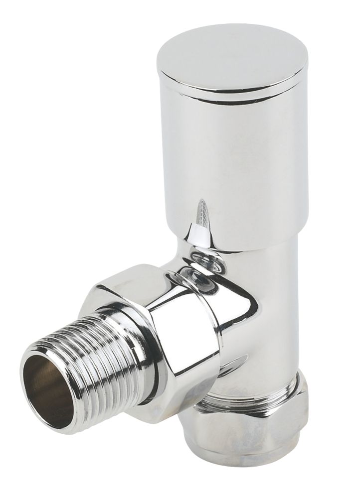 Chrome Angled Radiator Valves 15mm x ½" 2 Pack | Manual Radiator Valves ...