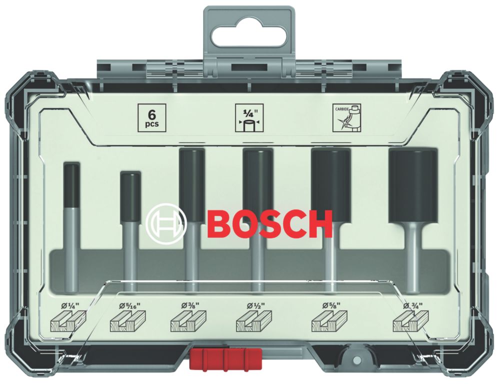 Bosch Straight Router Bit Set 6 Pcs Screwfix