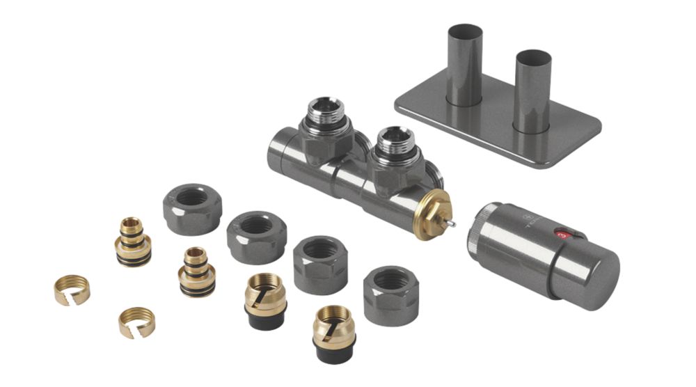 Terma Twins All-in-One Integrated Grey 50mm Designer Angled H Block ...