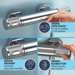 Grohe Precision Feel HP Rear-Fed Exposed Chrome Thermostatic Shower Mixer Set - Screwfix