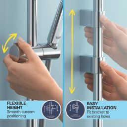 Grohe Precision Feel HP Rear-Fed Exposed Chrome Thermostatic Shower Mixer Set - Screwfix