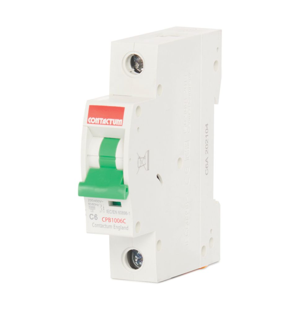Contactum Defender 6A SP C Curve MCB - Screwfix