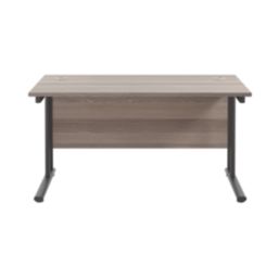 TC Group Aztec Twin Upright Rectangular Office Desk Grey Oak/Black ...