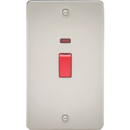 Knightsbridge 45A 2-Gang DP Control Switch Pearl with LED - Screwfix