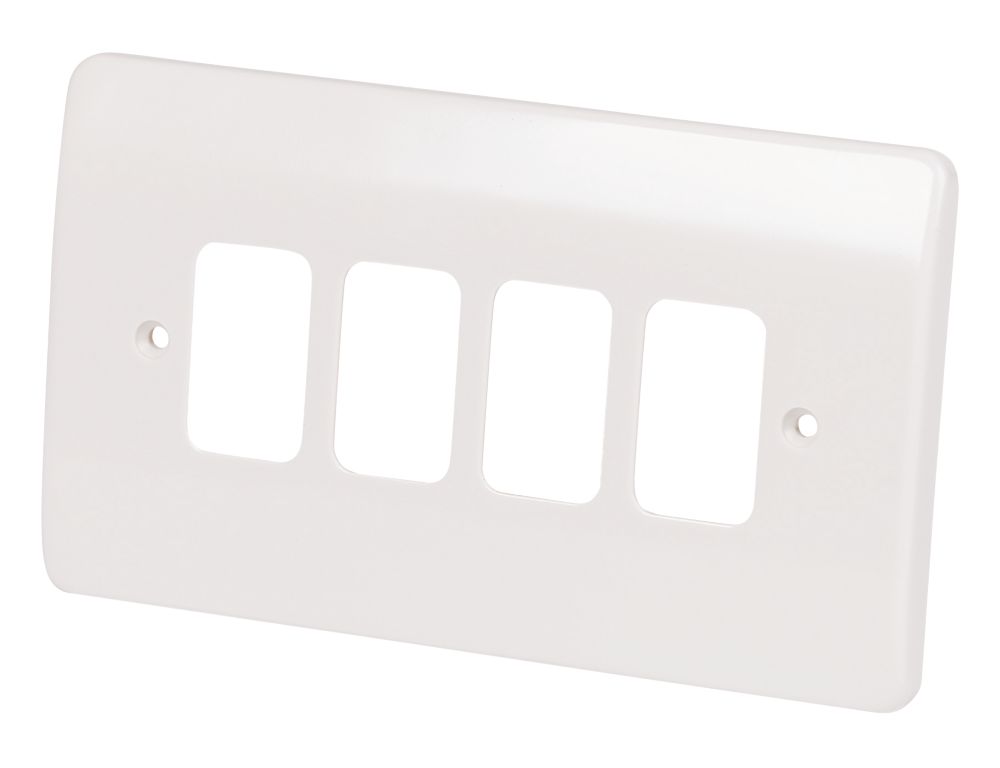 MK Grid Plus 4-Module Grid Faceplate White - Screwfix