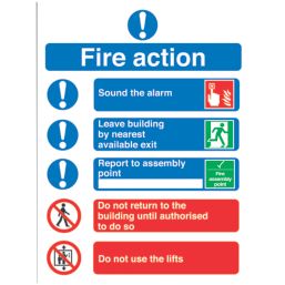 Essentials Non Photoluminescent "Fire Action" Notice Signs 230mm x ...