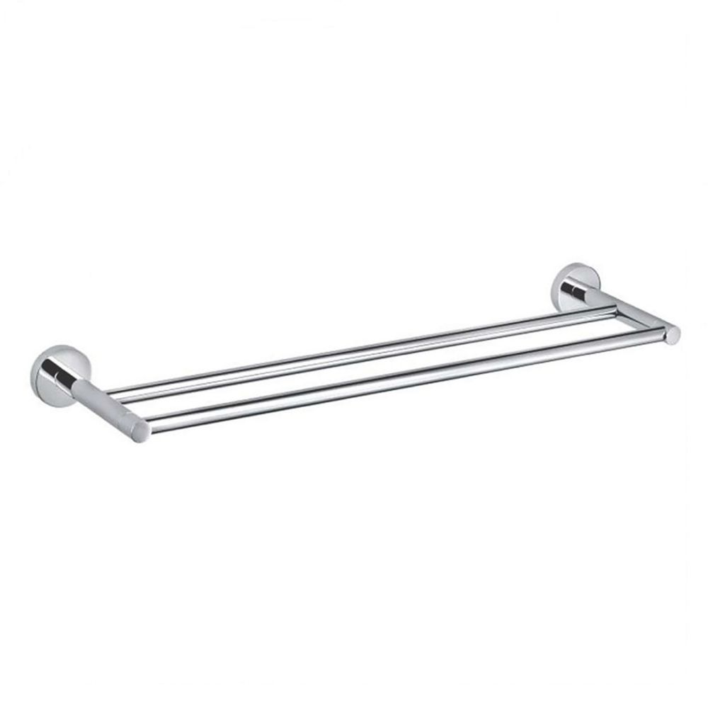 Aqualux Perth Double Towel Bar Chrome 66cm x 6cm x 14.5cm - Screwfix
