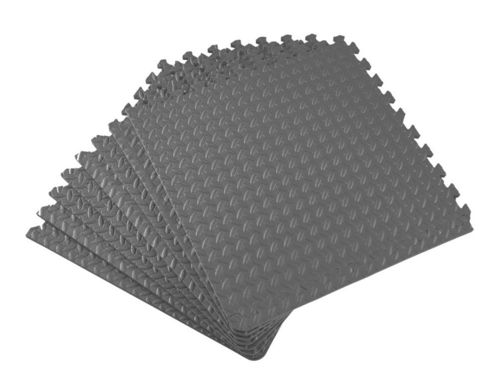 Essentials Interlocking Floor Tiles Grey 10mm 8 Pack - Screwfix