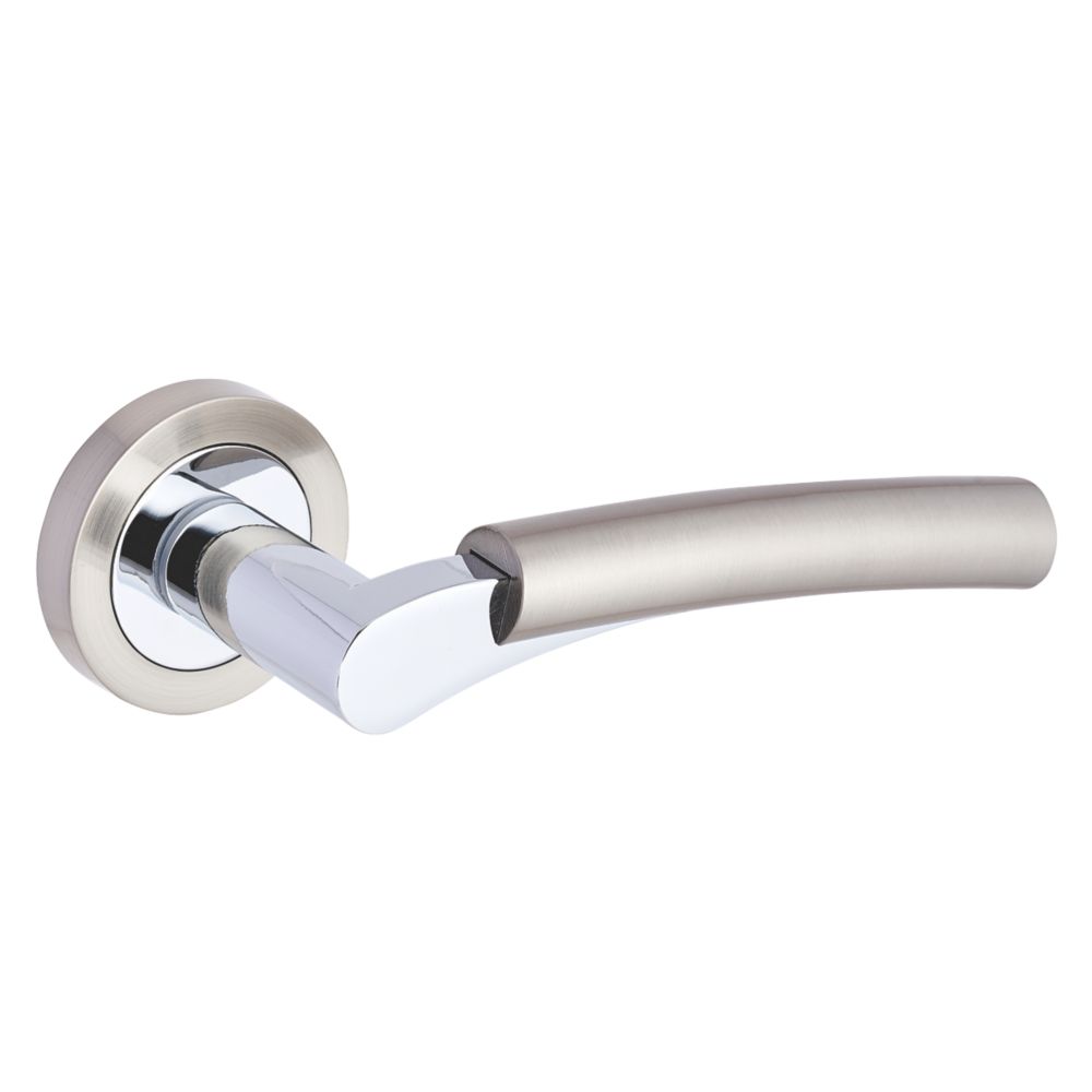 Smith & Locke Lunan Fire Rated Lever on Rose Door Handles Pair Chrome ...