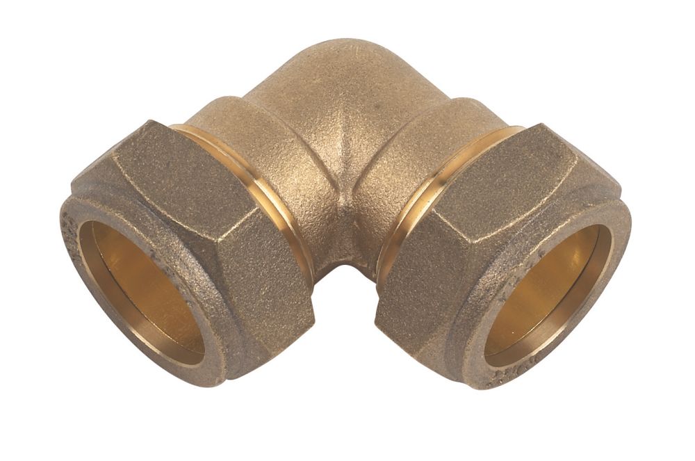 Flomasta Brass Compression Equal 90° Elbows 22mm 10 Pack - Screwfix