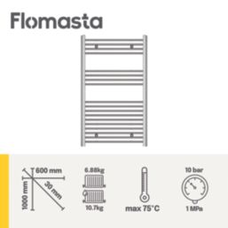 Flomasta 1000mm x 600mm 1190BTU Chrome Flat Towel Radiator - Screwfix