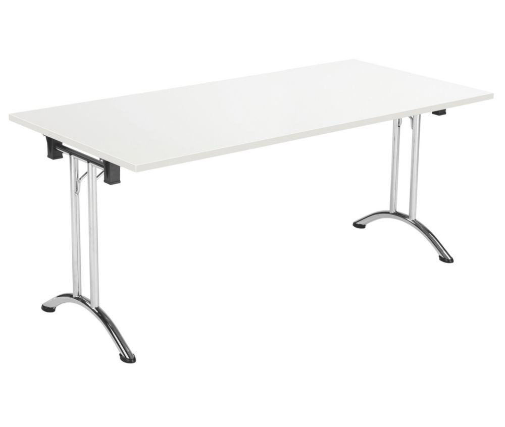 TC Group One Union Rectangular Folding Table White/Chrome 1600mm x ...