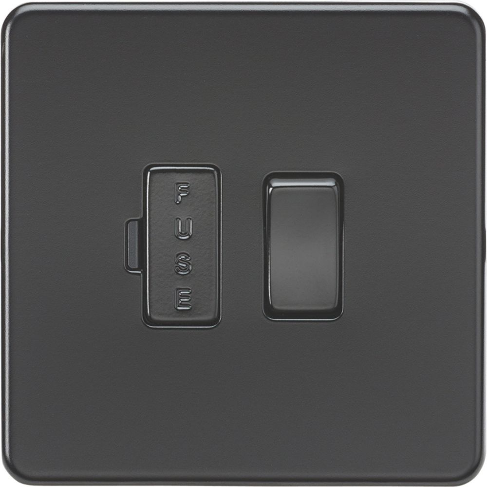 Knightsbridge 13A Switched Fused Spur Matt Black - Screwfix