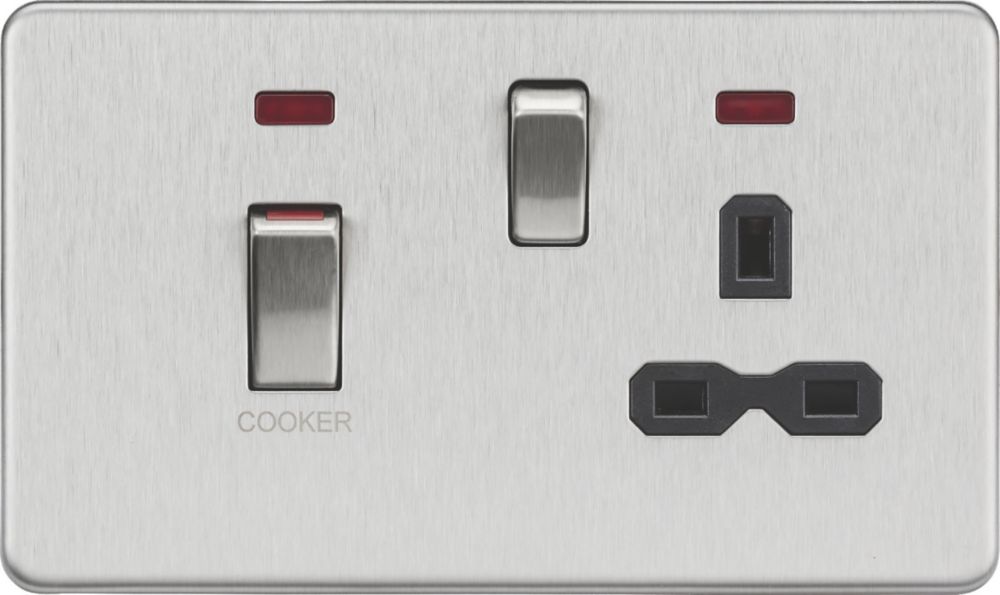 Knightsbridge 45A 2-Gang DP Cooker Switch & 13A DP Switched Socket ...