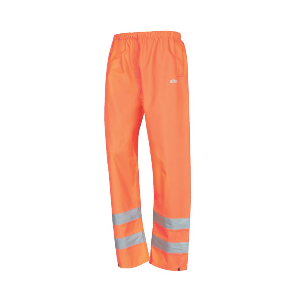 Site Huske Hi-Vis Overtrousers Elasticated Waist Orange Small 25" W 30 ...
