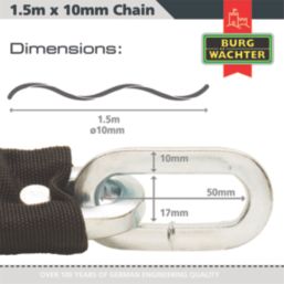 Burg-Wachter Hardened Steel Heavy Duty Chain 1.5m x 10mm - Screwfix