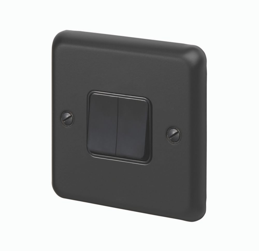 MK Contoura 10A 2-Gang 2-Way Switch Black with Colour-Matched Inserts ...