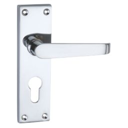 Smith & Locke Fire Rated Euro Lock Door Handles Pair Polished Chrome ...