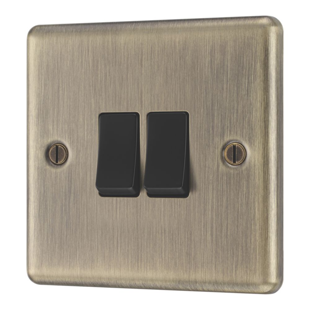 LAP 20A 16AX 2-Gang 2-Way Switch Antique Brass with Black Inserts ...