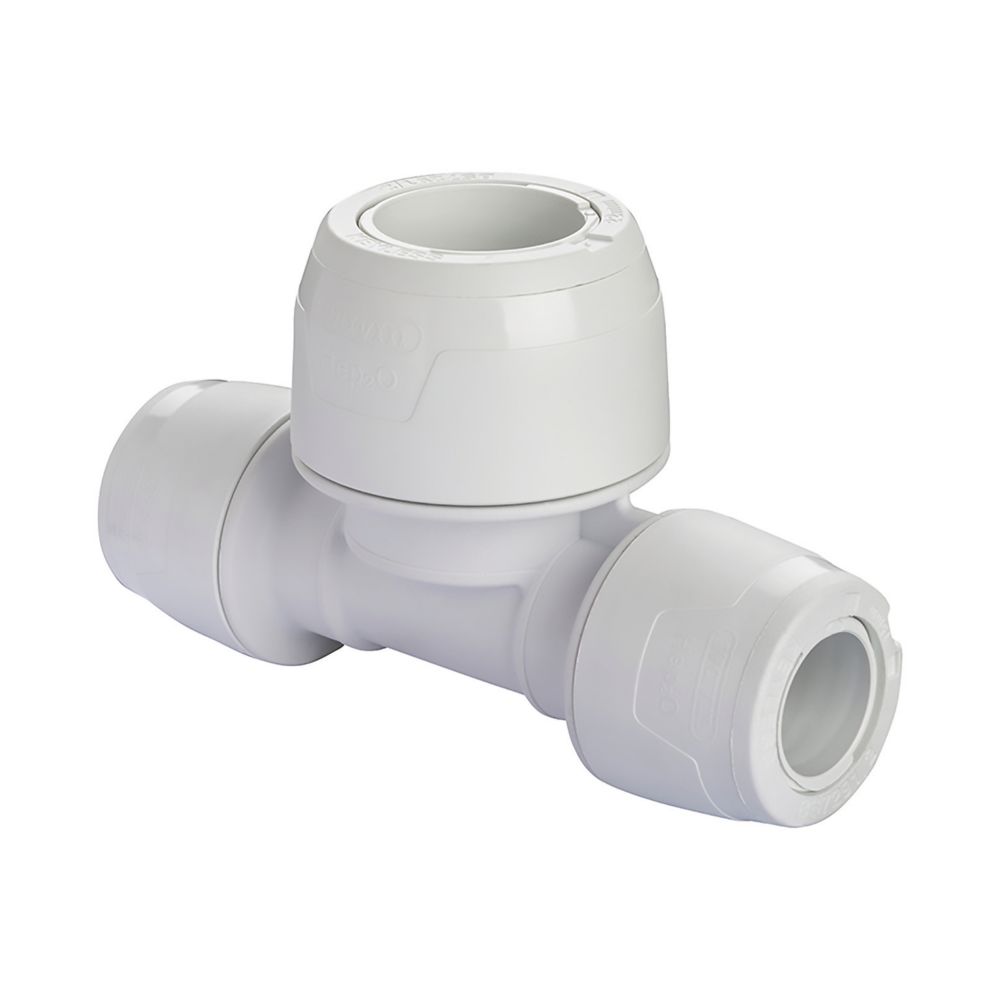 Hep2O Plastic Push-Fit Reducing Keyless Tee 15mm x 15mm x 22mm - Screwfix