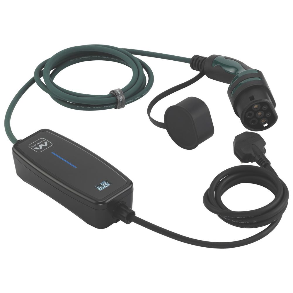 Masterplug 10A 2.4kW Mode 2 Type 2 Plug Portable EV Charger 5m - Screwfix