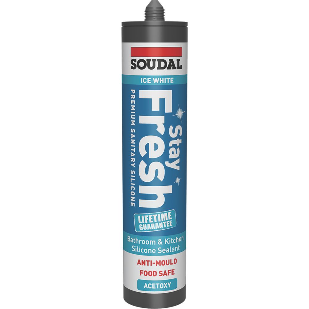 Soudal Stay Fresh Acetoxy Anti-Mould Sanitary Silicone Sealant White ...