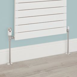 Flomasta 15mm x 1/2" White / Chrome Angled Thermostatic Radiator - Screwfix